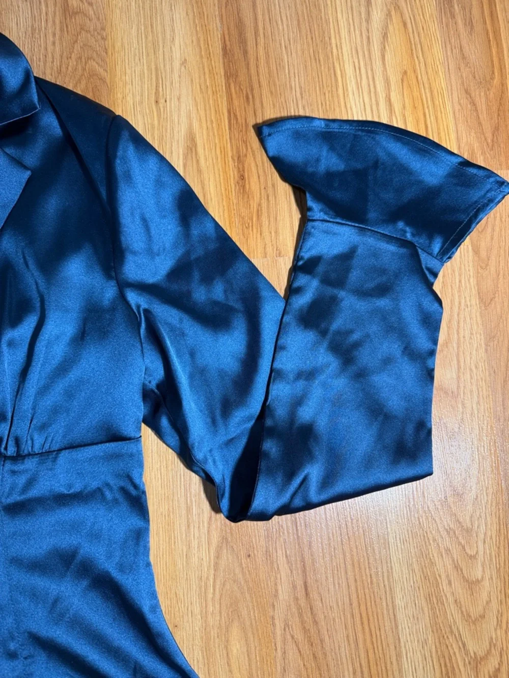 Fashion Nova | Tops | Fashion Nova Satin Blouse In Navy Blue | Poshmark